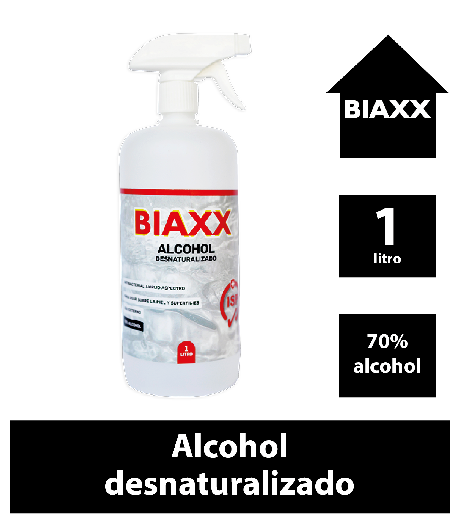 BIAXX ALCOHOL DESNATURALIZADO AL 70% 1 LITRO | Papeles Bianca
